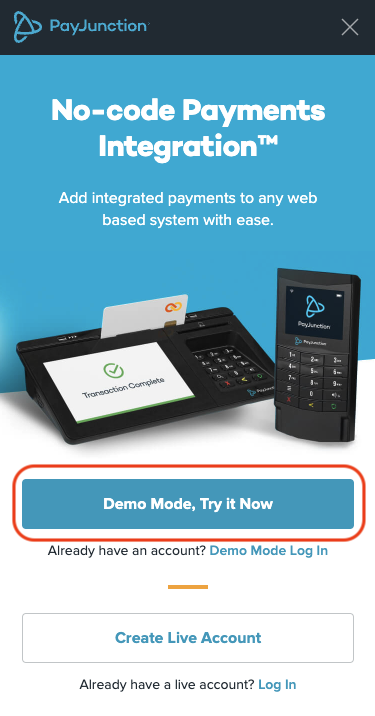 No-code Payments Integration Demo Mode – PayJunction Support