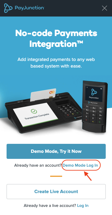 No-code Payments Integration Demo Mode – PayJunction Support